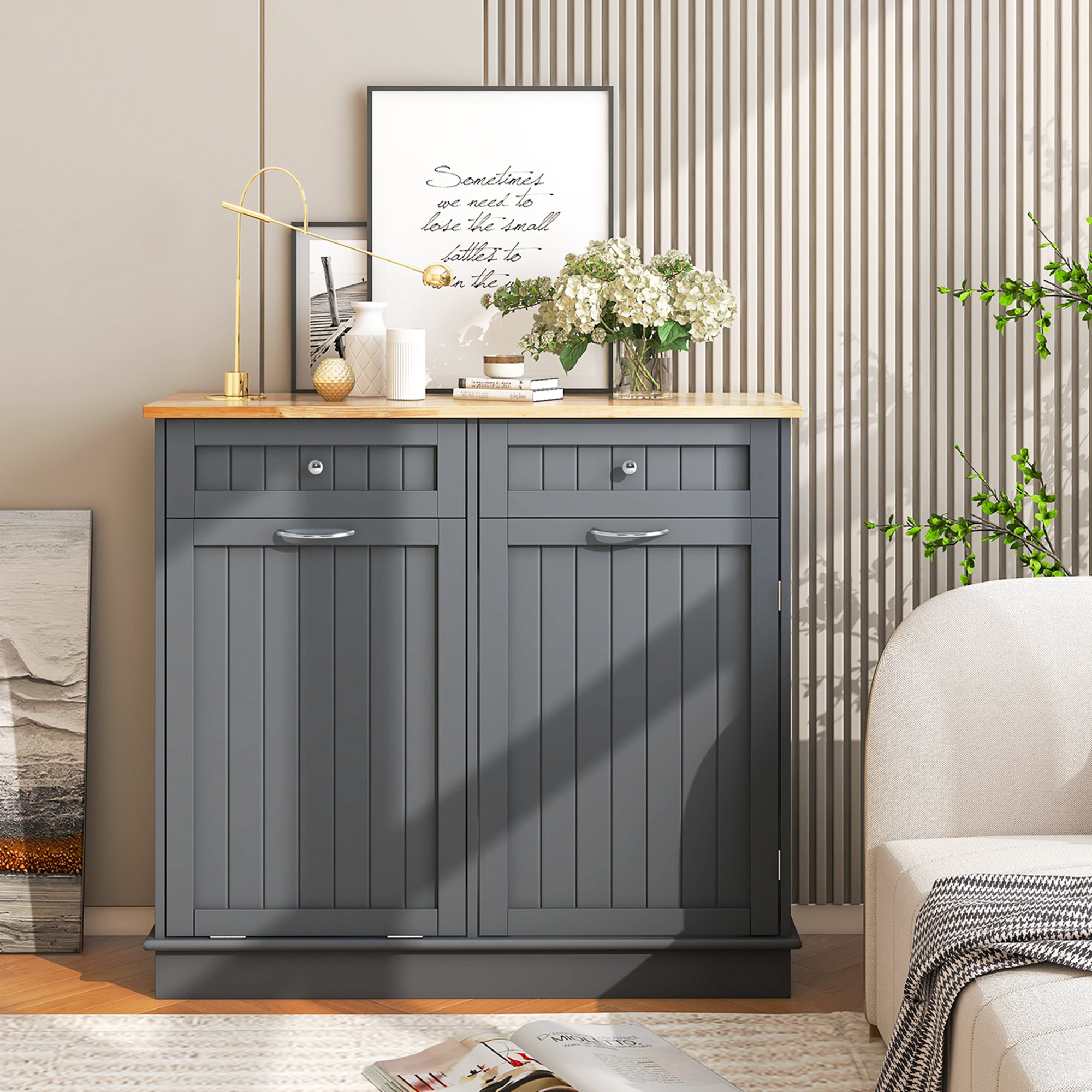 Lark Manor Îlot de cuisine avec plateau en bois massif Ariyonna ...