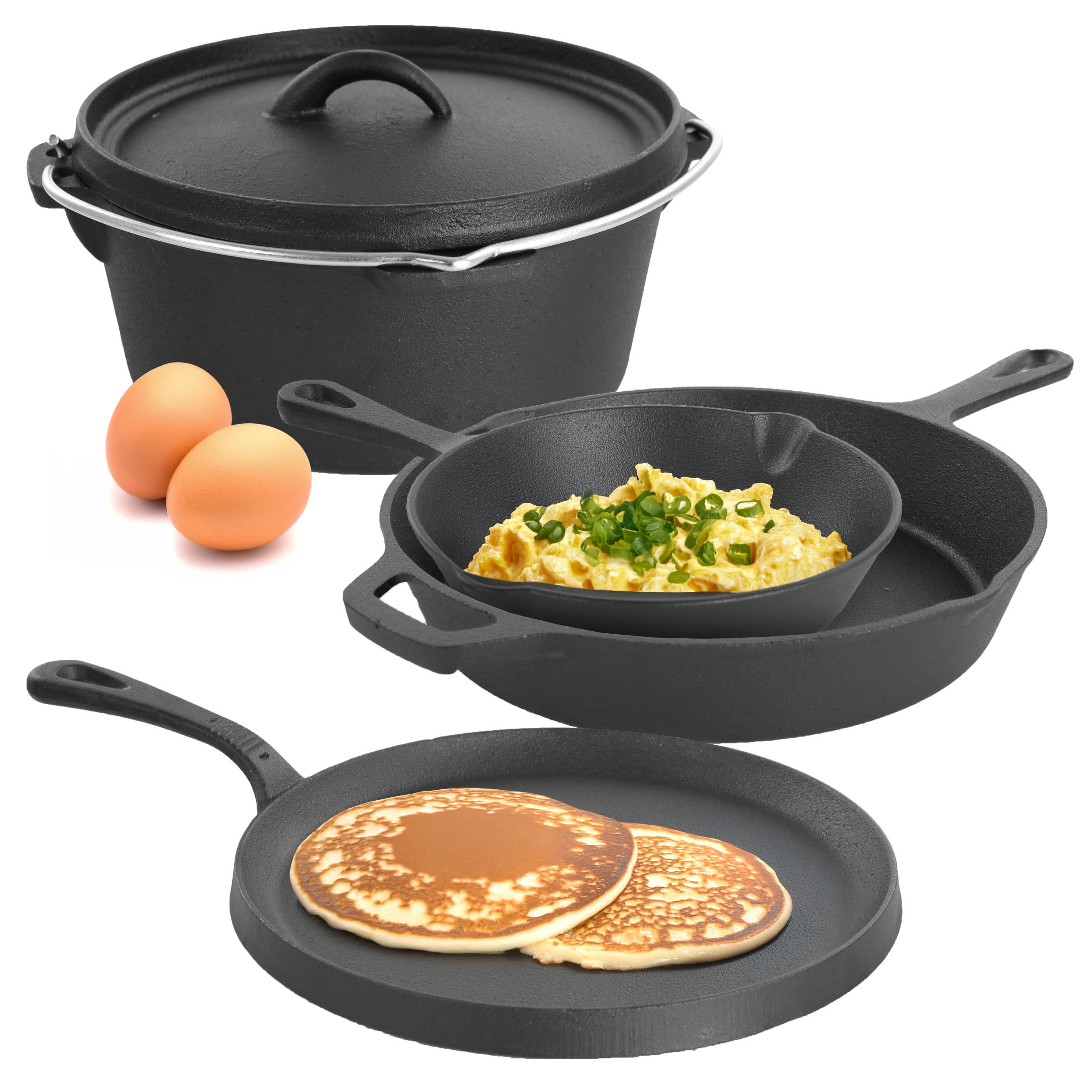 Mega Chef 5 Pieces Cast Iron Cookware Set & Reviews - Wayfair Canada
