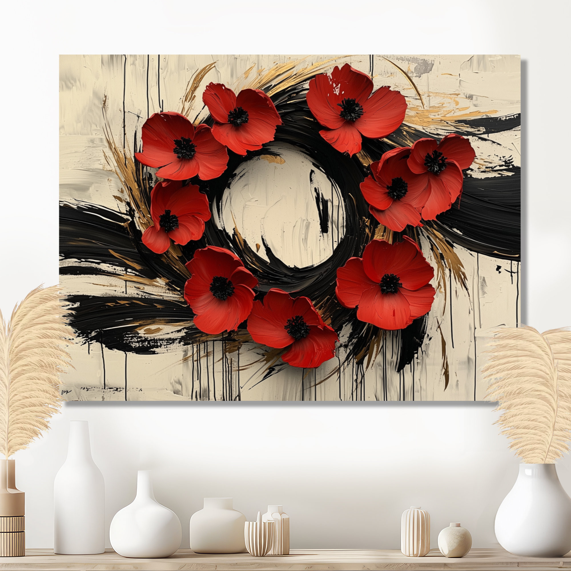 Lark Manor™ Indsay Sunset Hues Of Abstract Wreath Of Flowers II ...