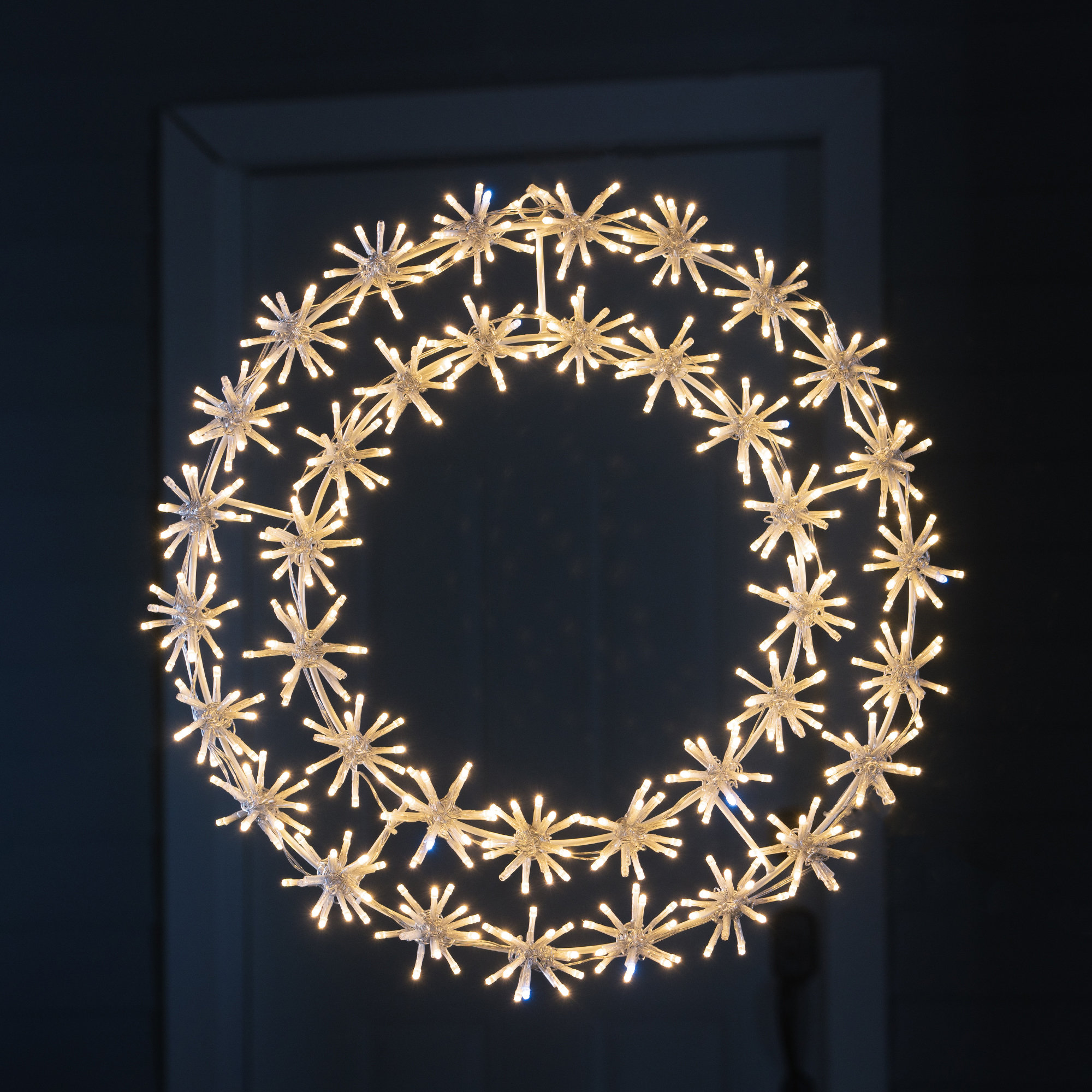 Hi-Line Gift Ltd. Illuminating 456 LED White Metal Snowflake Garland ...