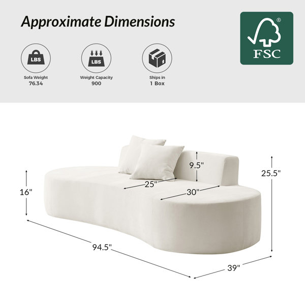 Ivy Bronx Canapé en nuage compressé sans assemblage 94 po Nerio et ...