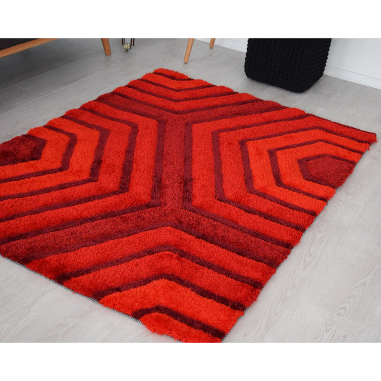 Bravich 3D Hawaii Abstract Hand Woven Hand Tufted Red Area Rug ...