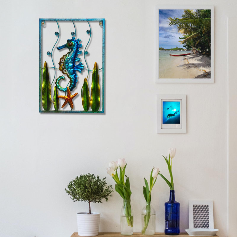 Beachcrest Home Metal Seahorse Wall Decor Seahorse Wall Art | Wayfair