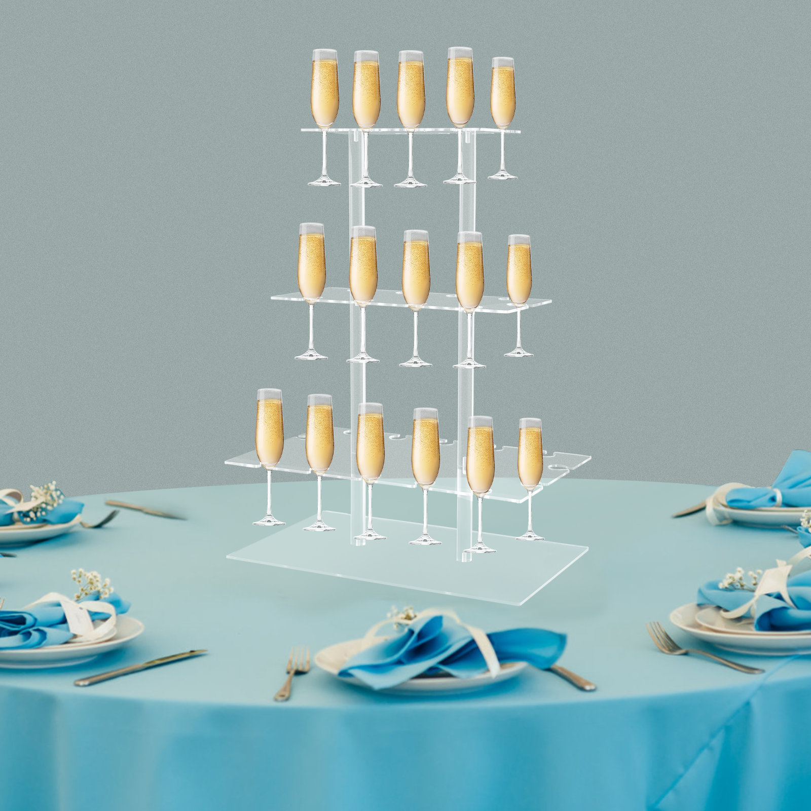 Rebrilliant 3-Tier Acrylic Champagne Tower Wine Glass Holder Stand ...