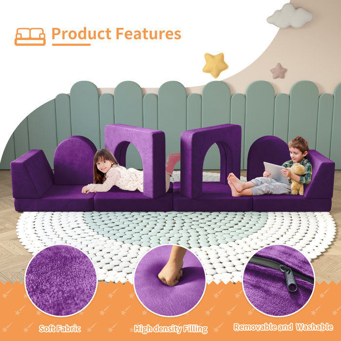 Gemma Violet Camborne Kids Couch 10PCS, Modular Kids Couch for Playroom ...