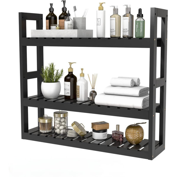 Rebrilliant Bathroom Shelves - 3 Tier Wall Mounted Bamboo Bathroom ...
