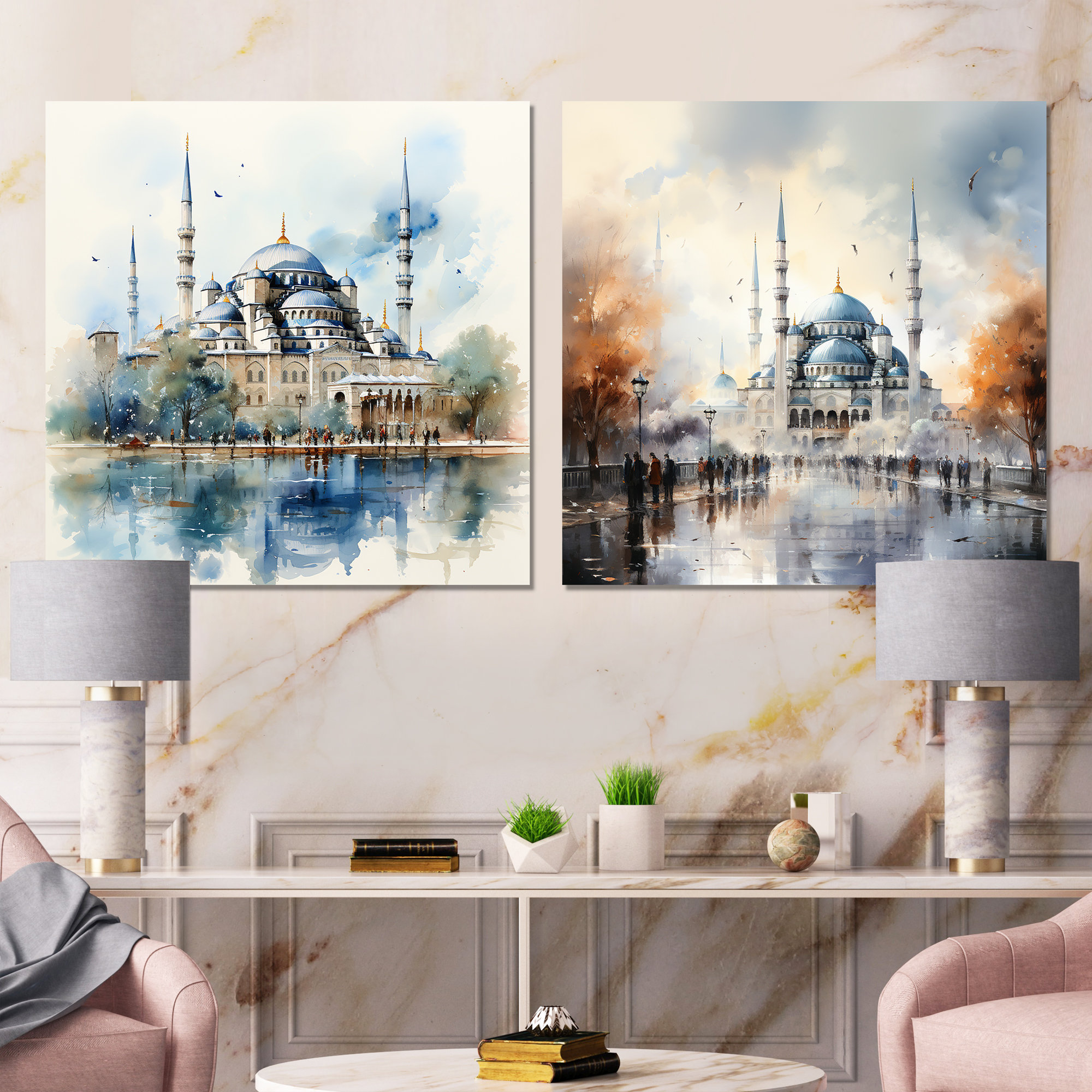 Lark Manor™ Blue Turkish Mosque Islam Serenity I - Islam Metal Wall ...