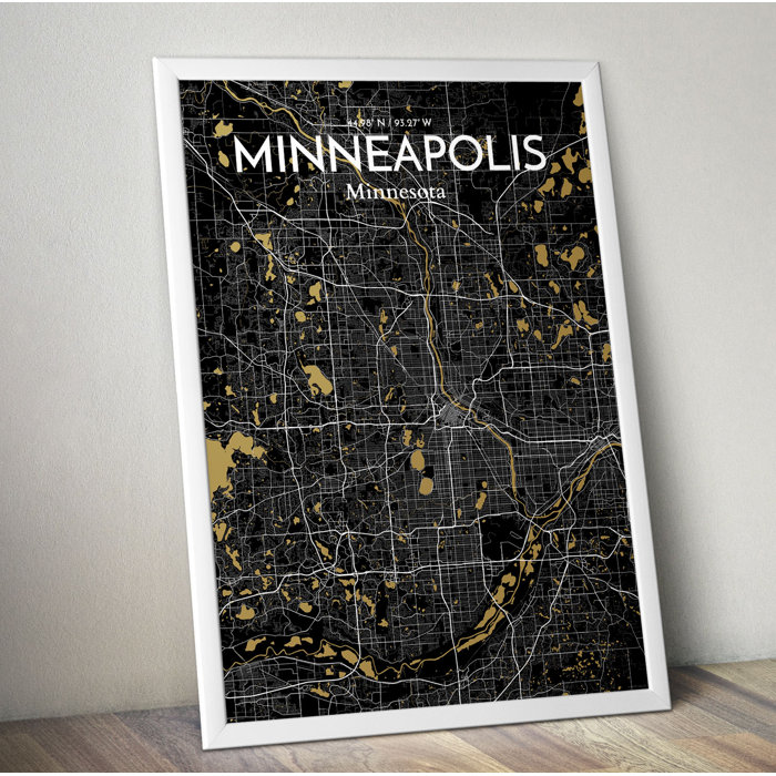 Wrought Studio 'Minneapolis City Map' Graphic Art Print Poster in Luxe ...