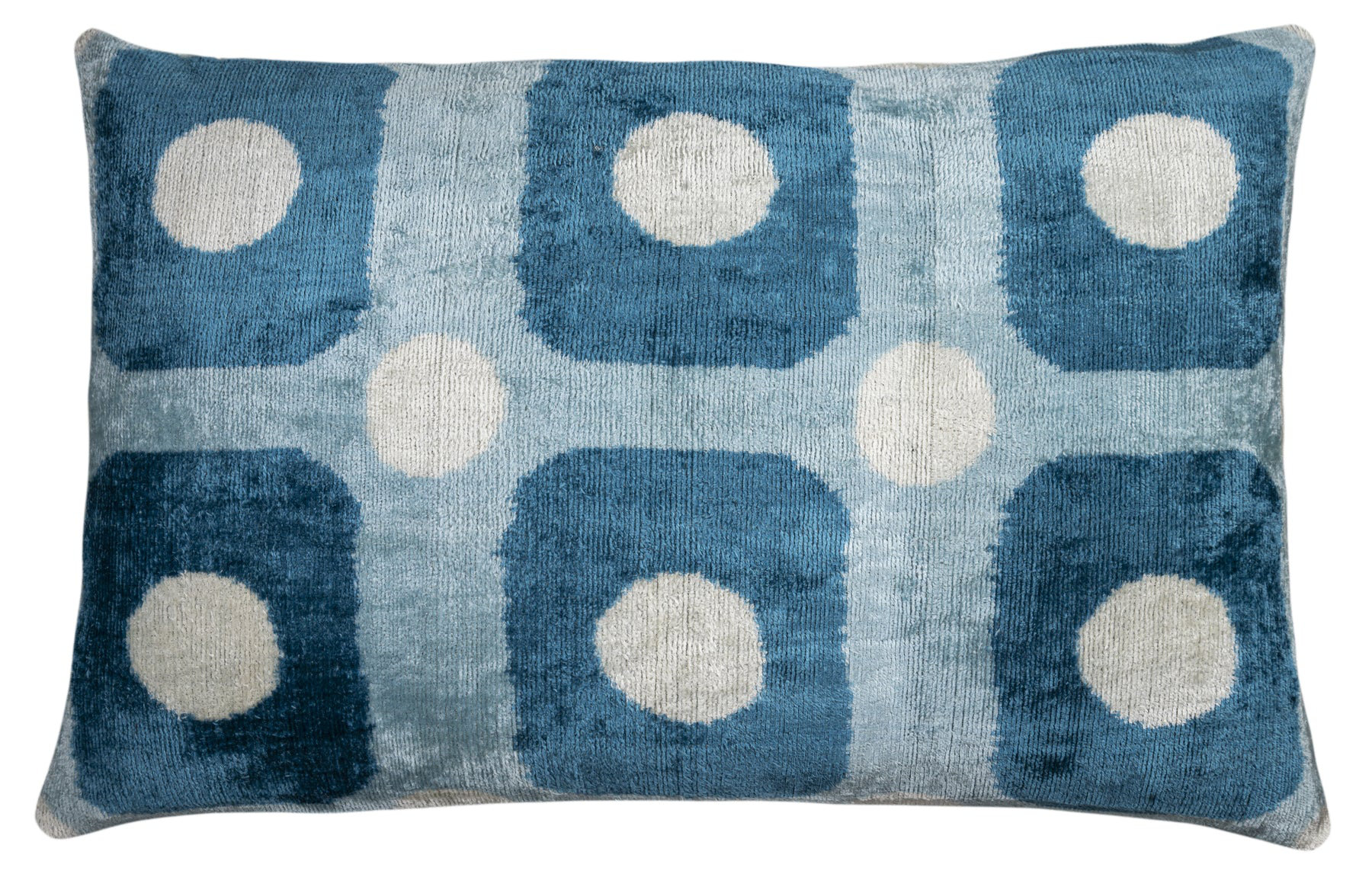 Canvello Handmade Velvet Pillow – Blue Retro Grid Pattern, 16X24" | Wayfair