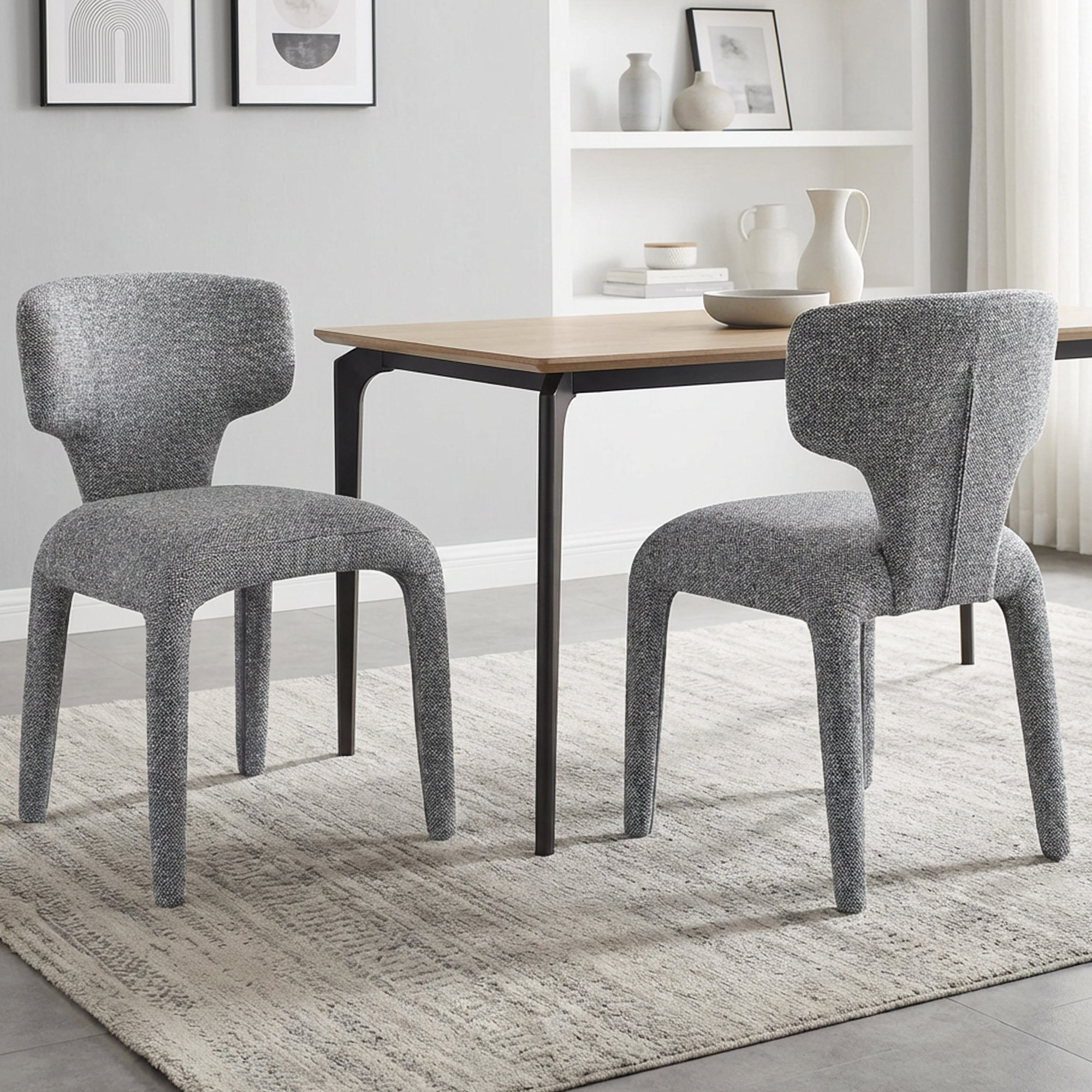 Metro Lane Modern Sculptural Upholstered Curved Back Dining Chair ...