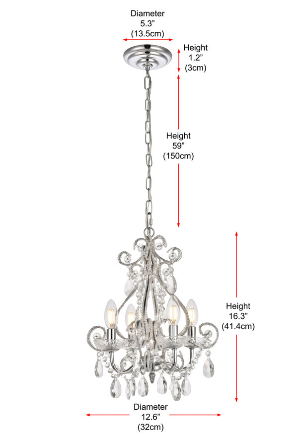 Etta Avenue™ Lucee 4 - Light Dimmable Classic / Traditional Chandelier ...