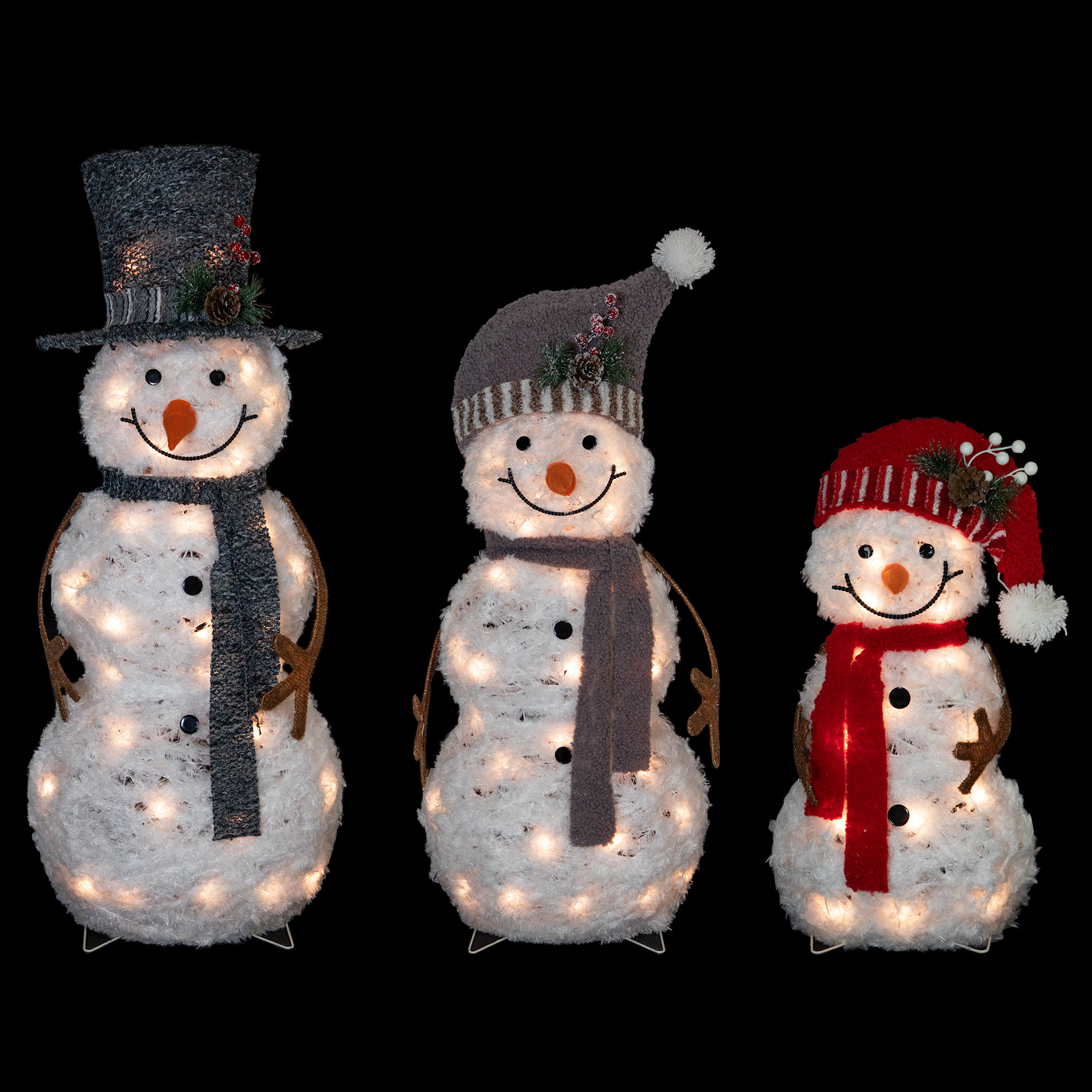 Northlight Seasonal Lighted Snowman Family Outdoor Christmas Decoration ...