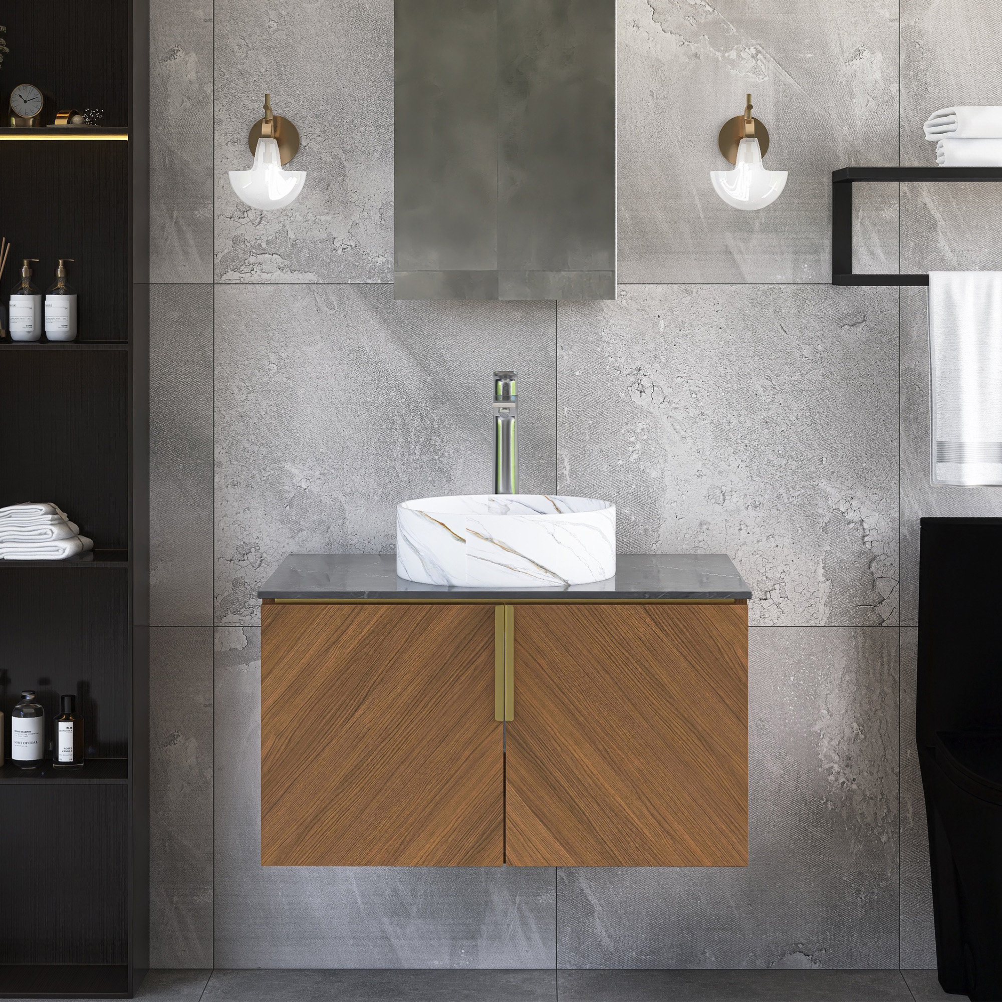 Wrought Studio™ 30'' Wall-Mounted Single Bathroom Vanity With Top and ...