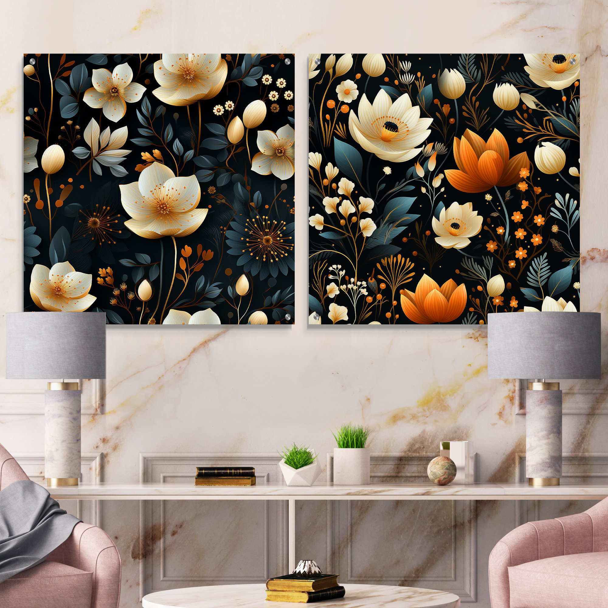 Design Art White Mystic Reverie Floral Delights - Floral Acrylic Wall ...