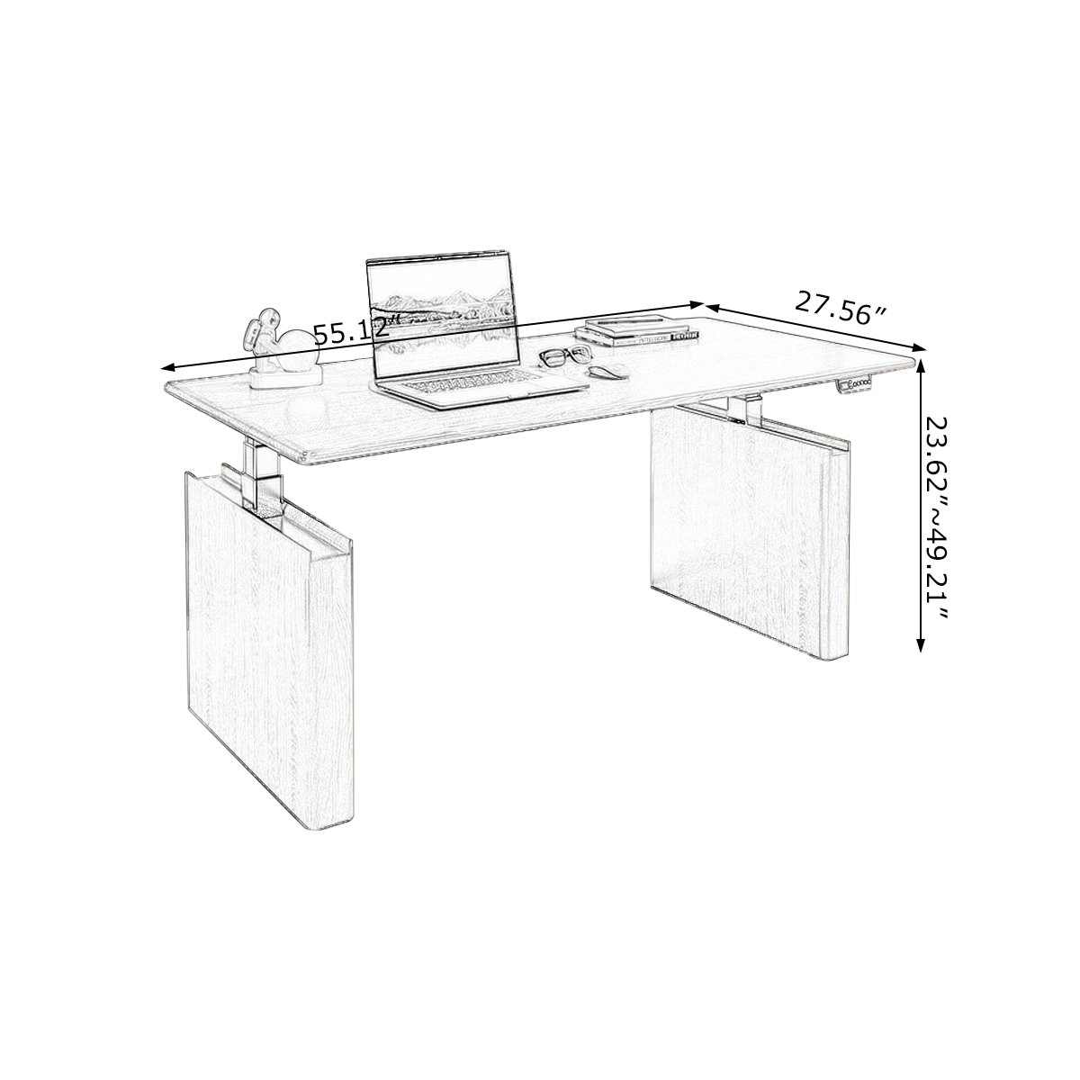 Wren Decors Wood color Rectangular Hight adjustable Solid wood Desks ...