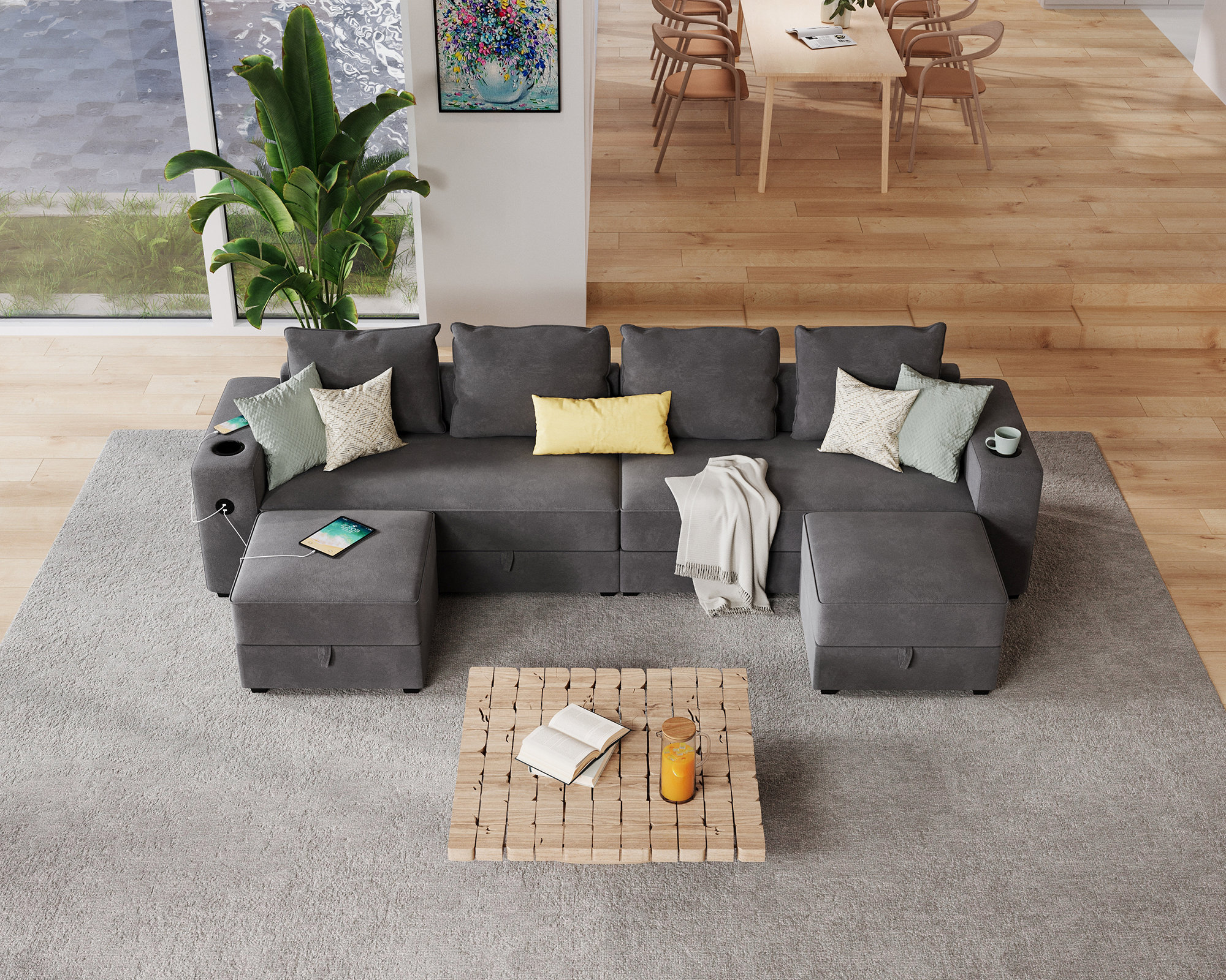 Wade Logan Chanika 4 - Piece Upholstered Sectional & Reviews - Wayfair ...
