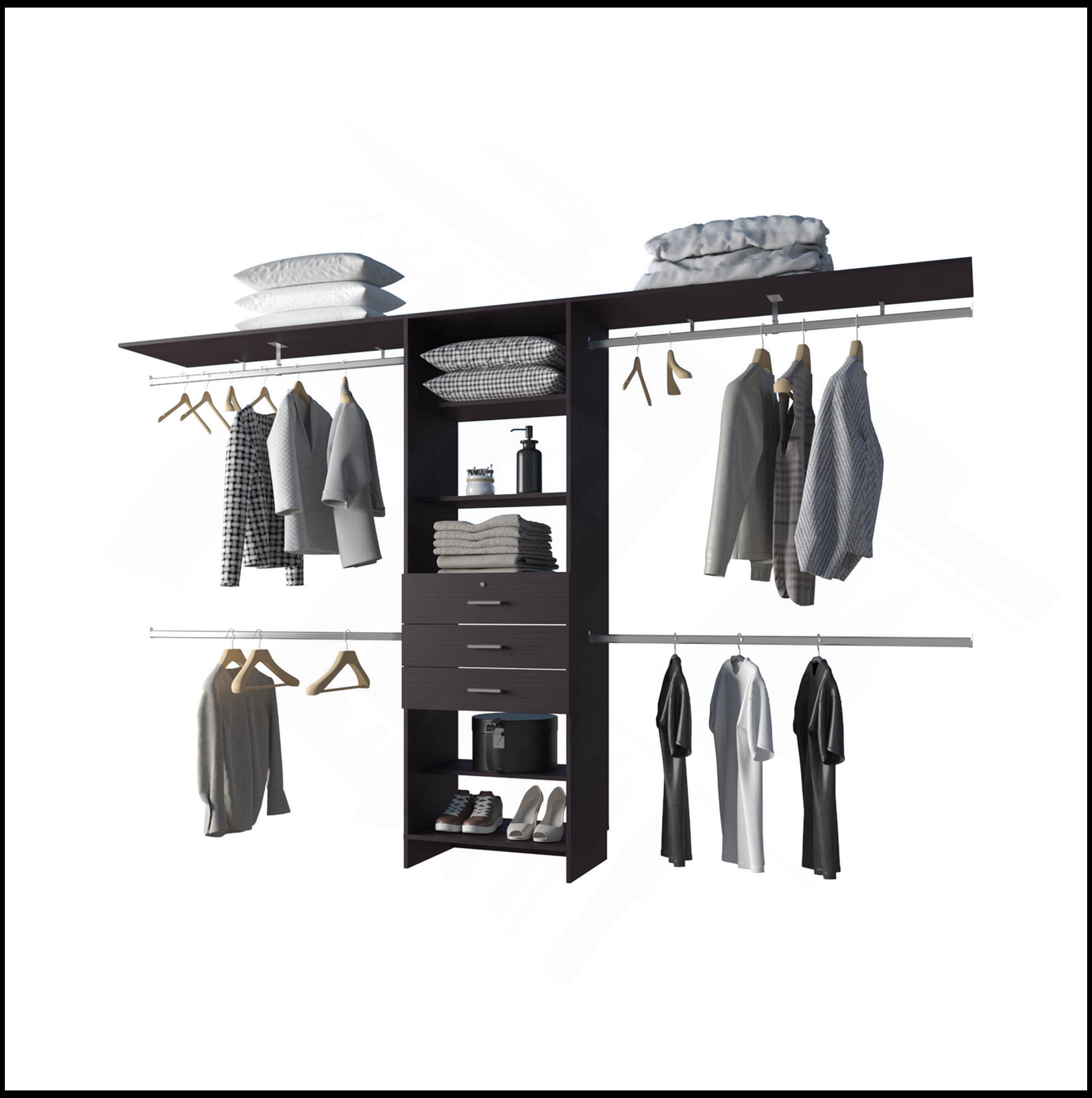 Ebern Designs Geek Modular Closet Organizer System With Hanging Rods ...