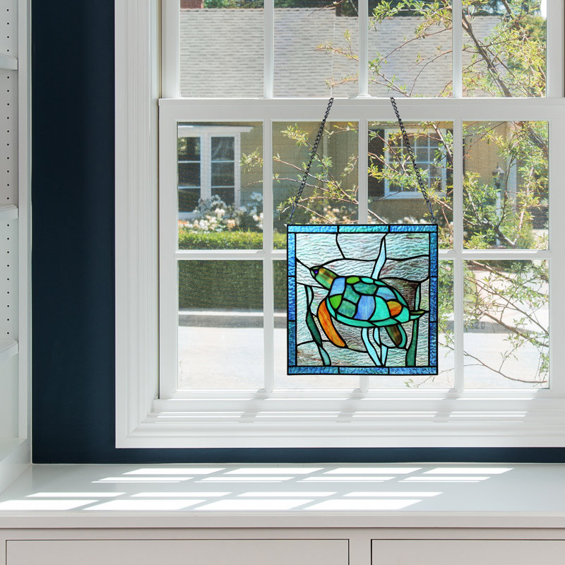 Dovecove 10.5"H Sea Turtle Stained Glass Window Panel & Reviews | Wayfair