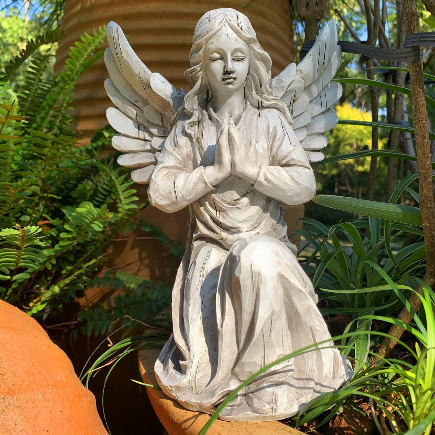 Trinx Praying Angel Garden Statue Religious Fairy Sculpture Waterproof ...