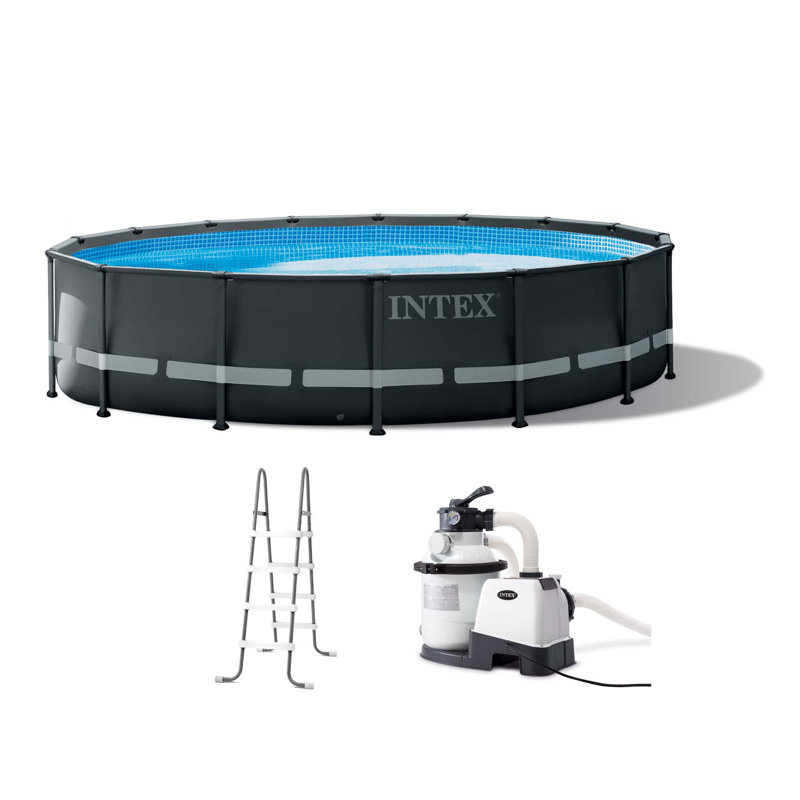 Intex Ultra XTR Frame Round Above Ground Outdoor Swimming Pool Set ...