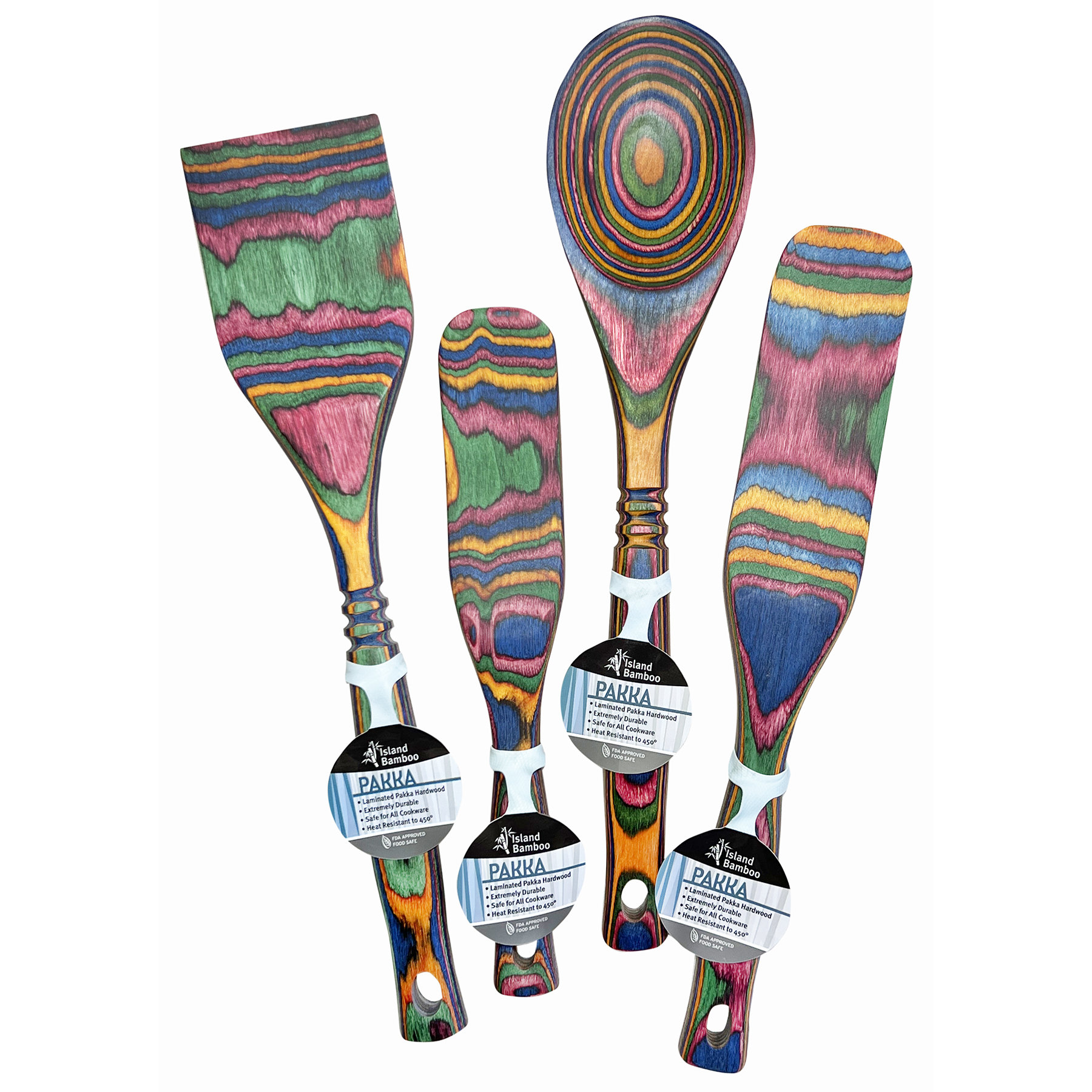Island Bamboo Rainbow Pakkawood Kitchen Utensil Gift Set & Reviews ...