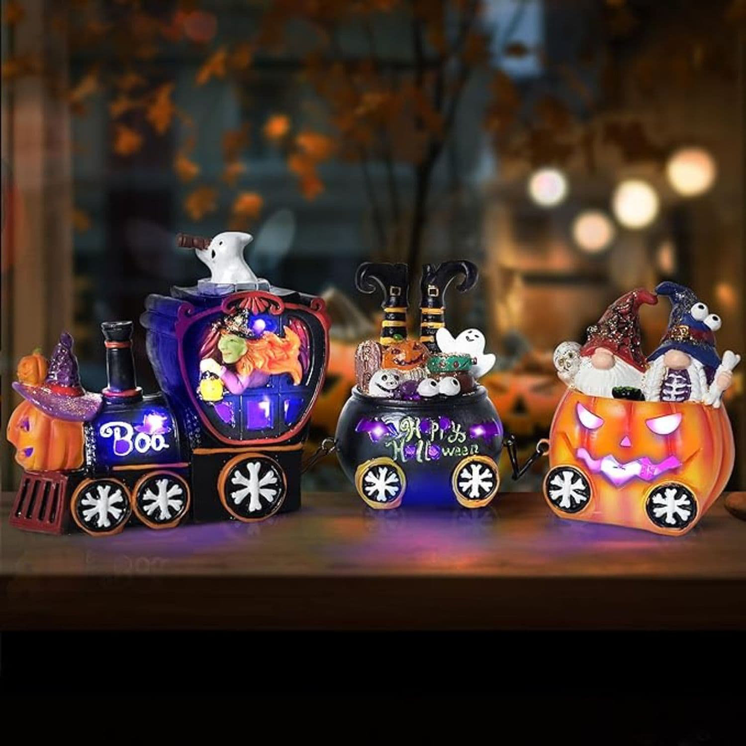 The Holiday Aisle® Lighted Halloween Witch Train Table Decor | Wayfair