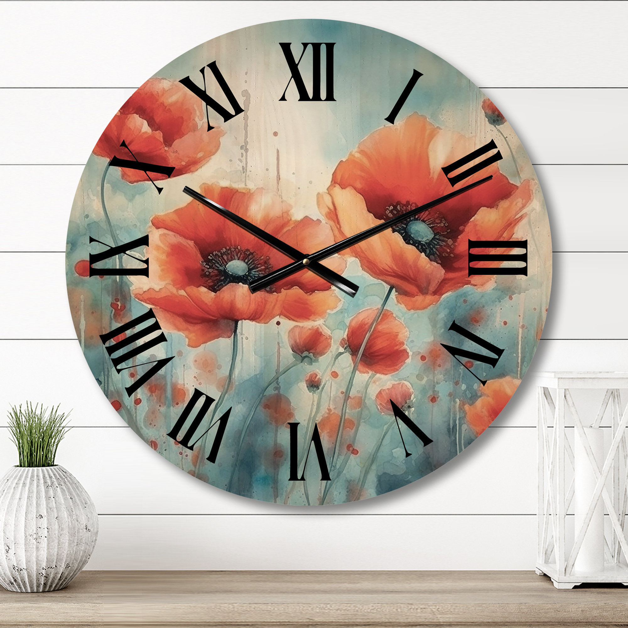 East Urban Home Coral Vibrant Poppies I - Poppies Oversized Wood Wall ...