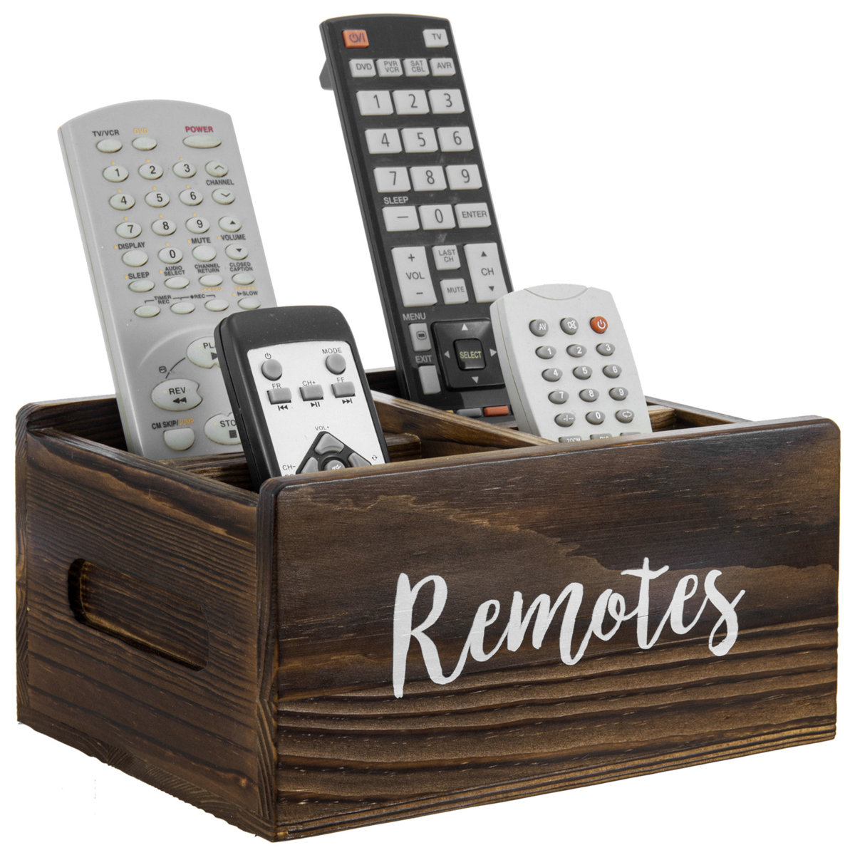 MyGift 4-Slot Solid Wood Remote Holder Storage Caddy | Wayfair