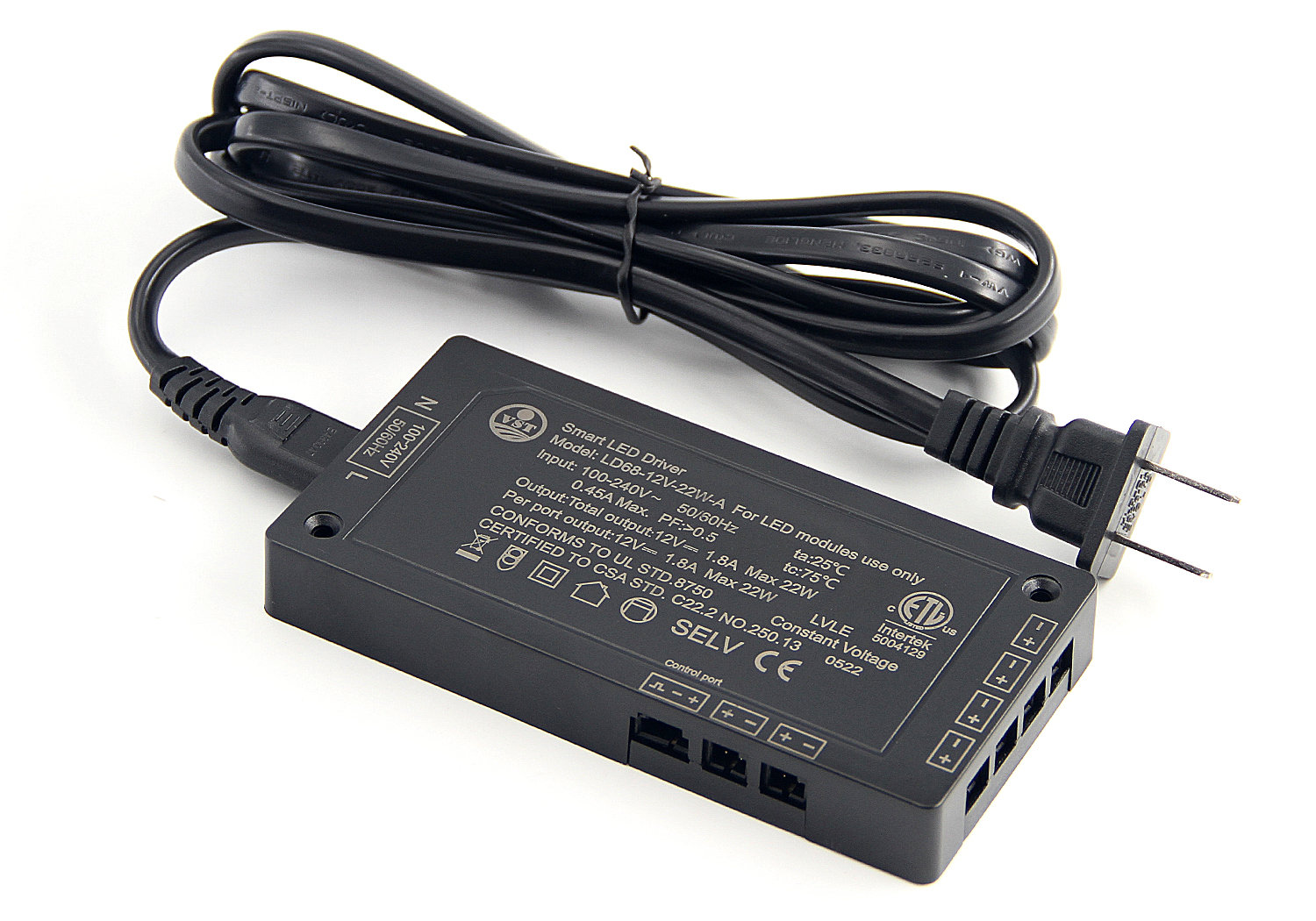 VST LED Electronic Transformer Black Led Driver With 6 JST ports and ...