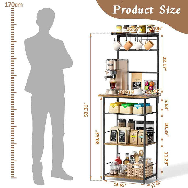 17 Stories 5 Tier Bakers Rack, Coffee Stand Station, Farmhouse Corner ...
