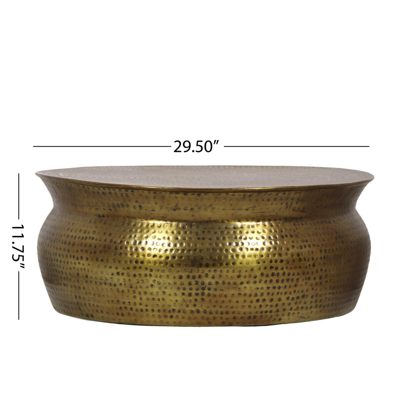 Wrought Studio™ Drum Coffee Table, Round Metal Living Room Center Table ...