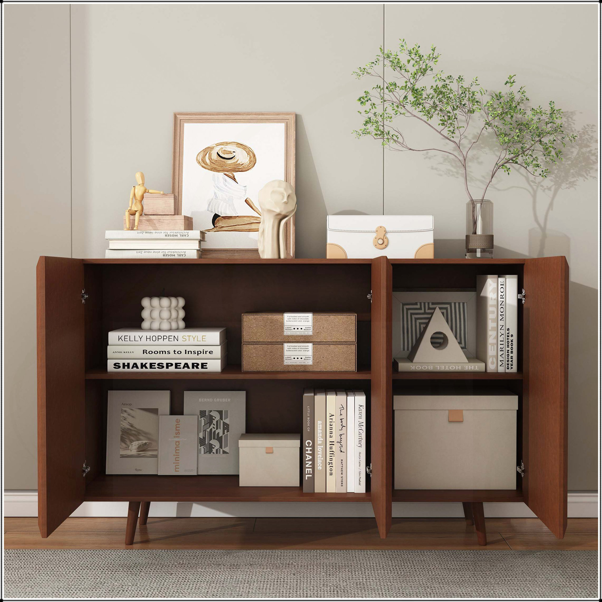Bay Isle Home™ Entryway Storage Media Console with Farmhouse Design ...