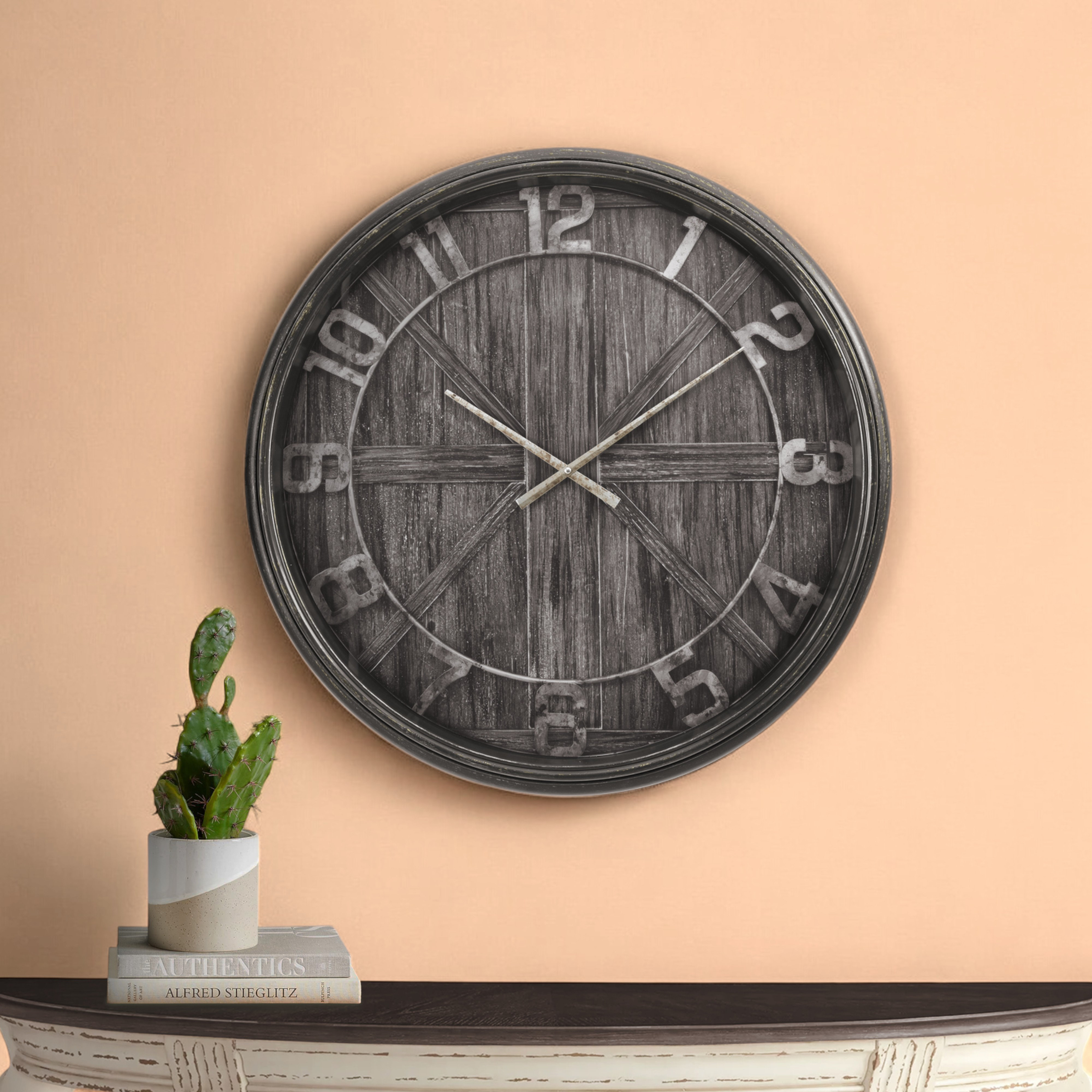 Trent Austin Design® Reneau Round Oversized Wall Clock, Brown ...