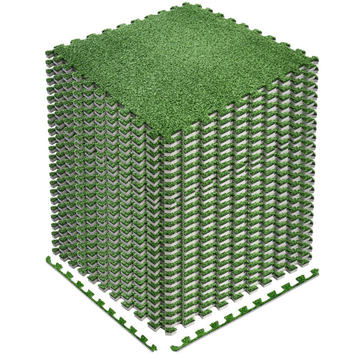 Sorbus 24"X24" Interlocking Grass Foam Floor Tiles | Wayfair