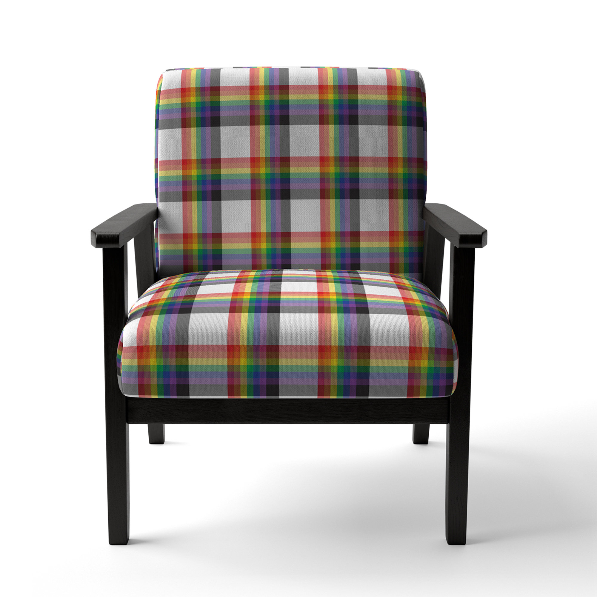 Hokku Designs Rainbow Checked Tartan - Upholstered Patterned Accent Arm ...