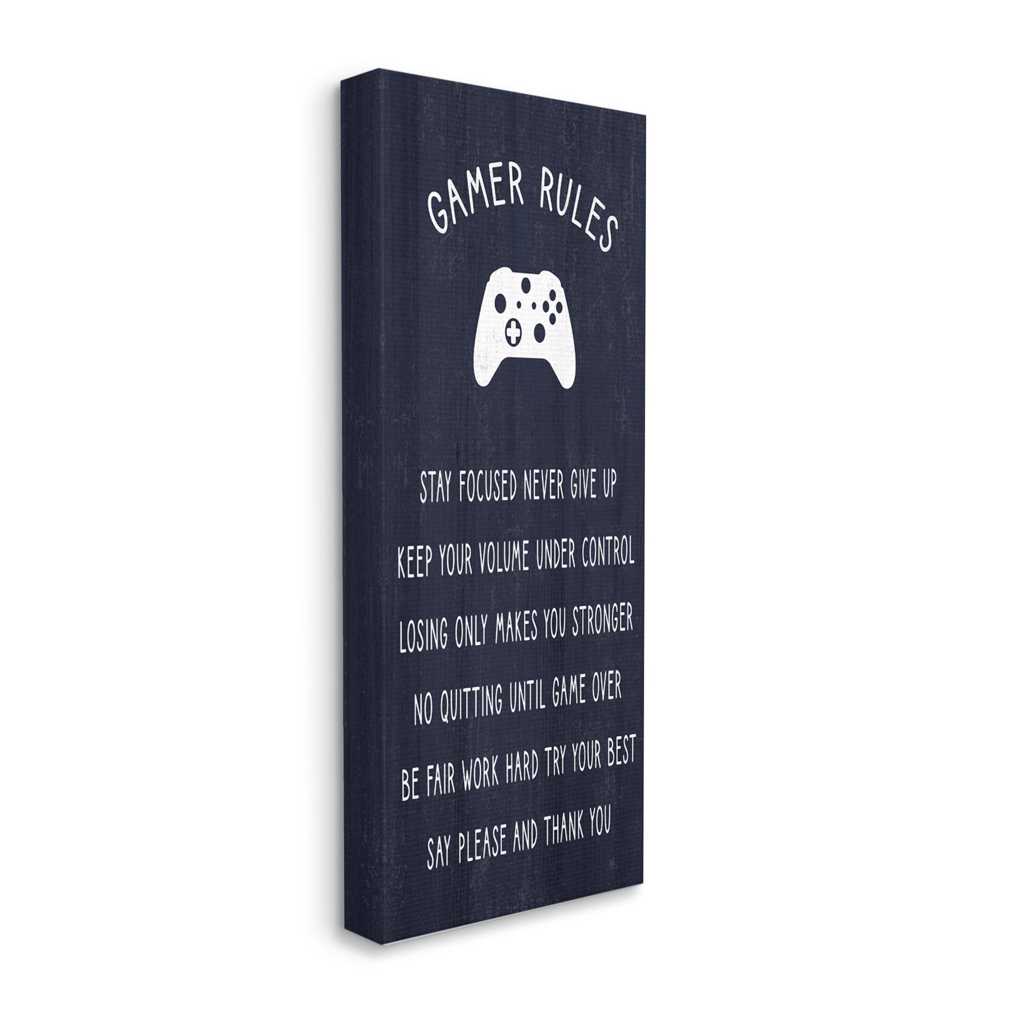 Stupell Industries Blue Gamer Rules Motivational Phrases For Children ...