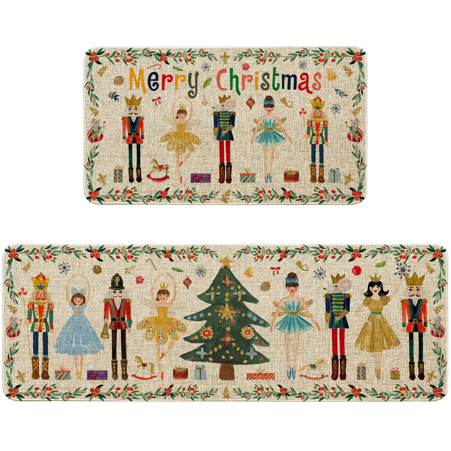 The Holiday Aisle® Christmas Kitchen Rugs Decorations Sets of 2 | Wayfair