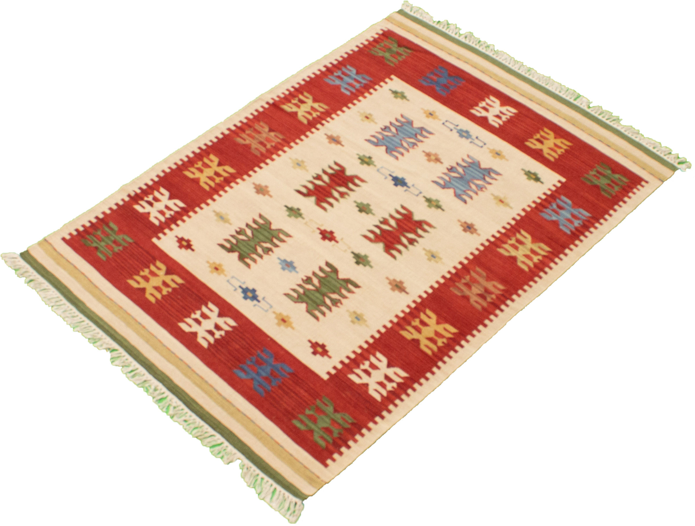 Foundry Select Innis Oriental Handmade Kilim Wool Red/Cream/Green Area ...