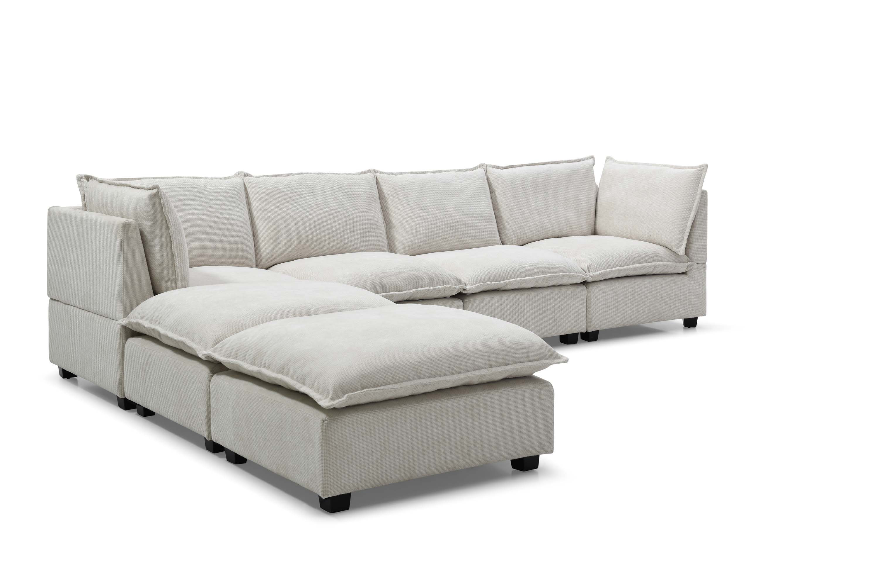 Latitude Run® Modular Sectional Sofa, Linen Fabric Couch Set With ...