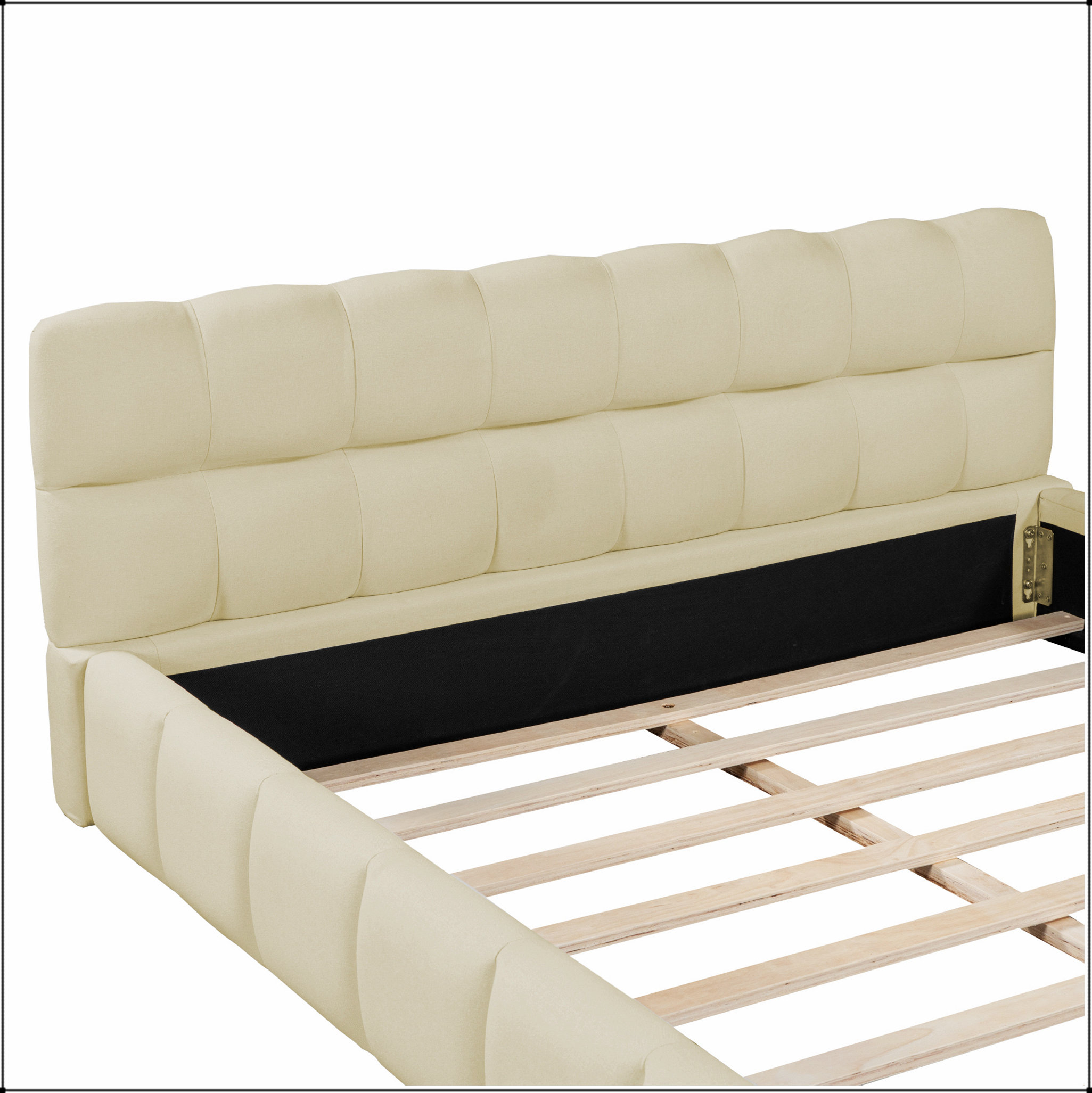 Latitude Run® Upholstered Platform Bed with Thick Fabric, Grounded Bed ...