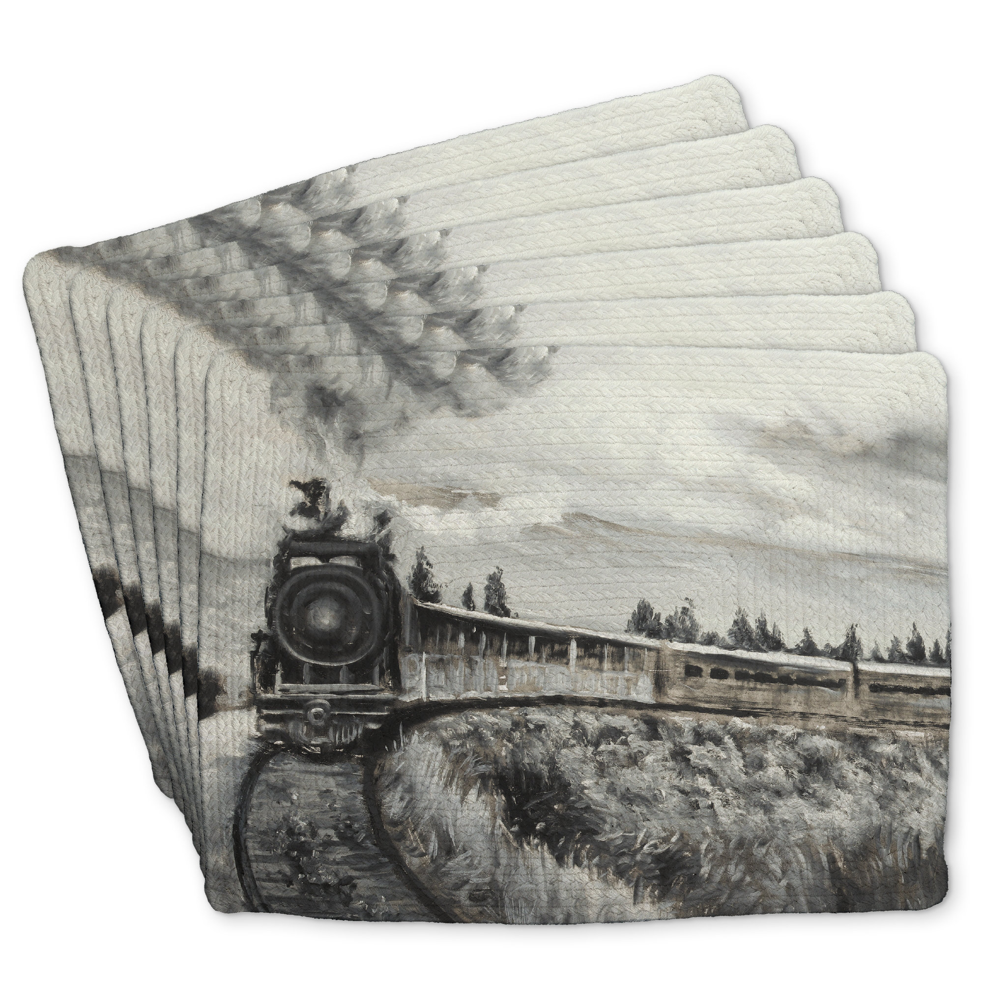 East Urban Home Steam Engine Train Braided Polyester Andaluss Set of 6 ...