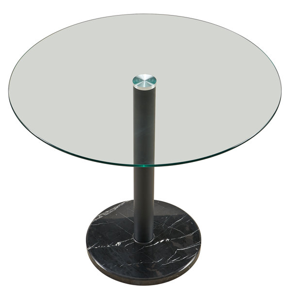Ivy Bronx Modern Round Kitchen Table Coffee Table With Glass Top And ...