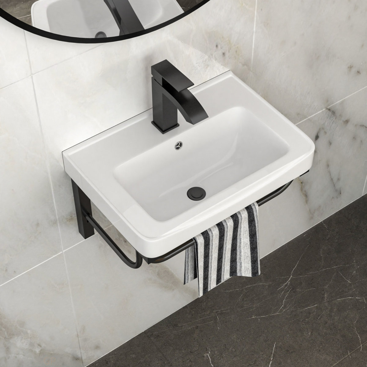 Winston Porter 19.88"X14.25" Wall-Mounted Rectangular Ceramic Bathroom ...