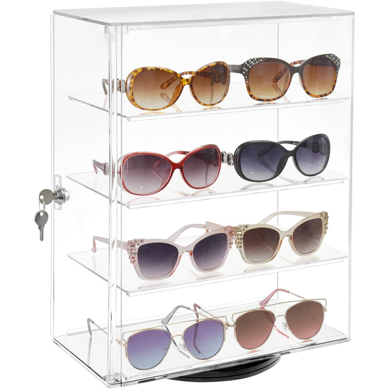 Brayden Studio® Premium 4 Tier Acrylic Lockable Rotating Removable ...