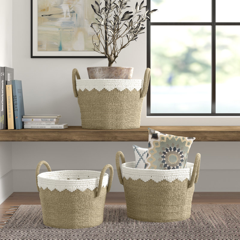 Three Posts™ Round 3 Piece Wicker/Rattan Basket Set & Reviews | Wayfair
