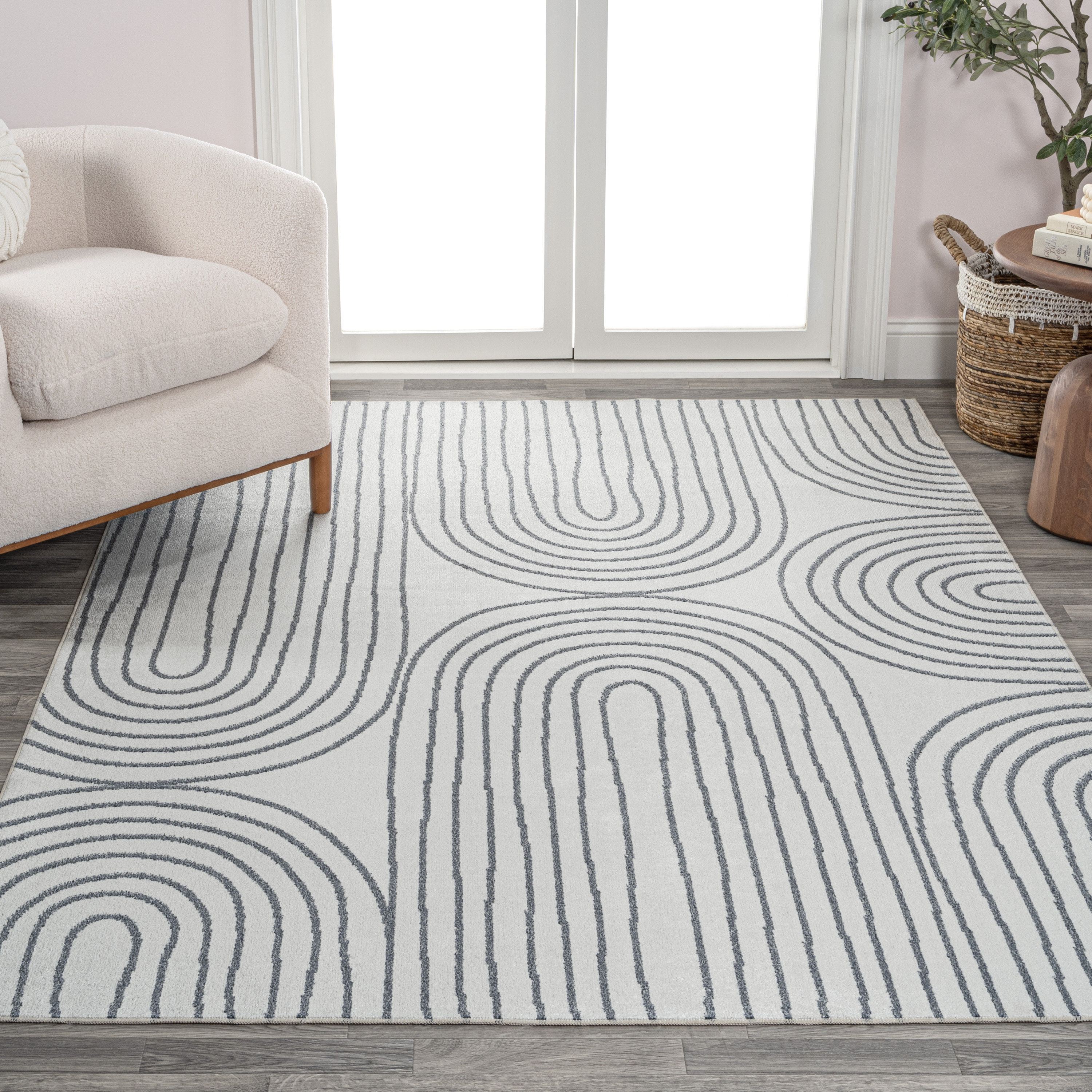 Ivy Bronx Jasmir Contemporary Glam Geometric Machine-Washable Cream ...