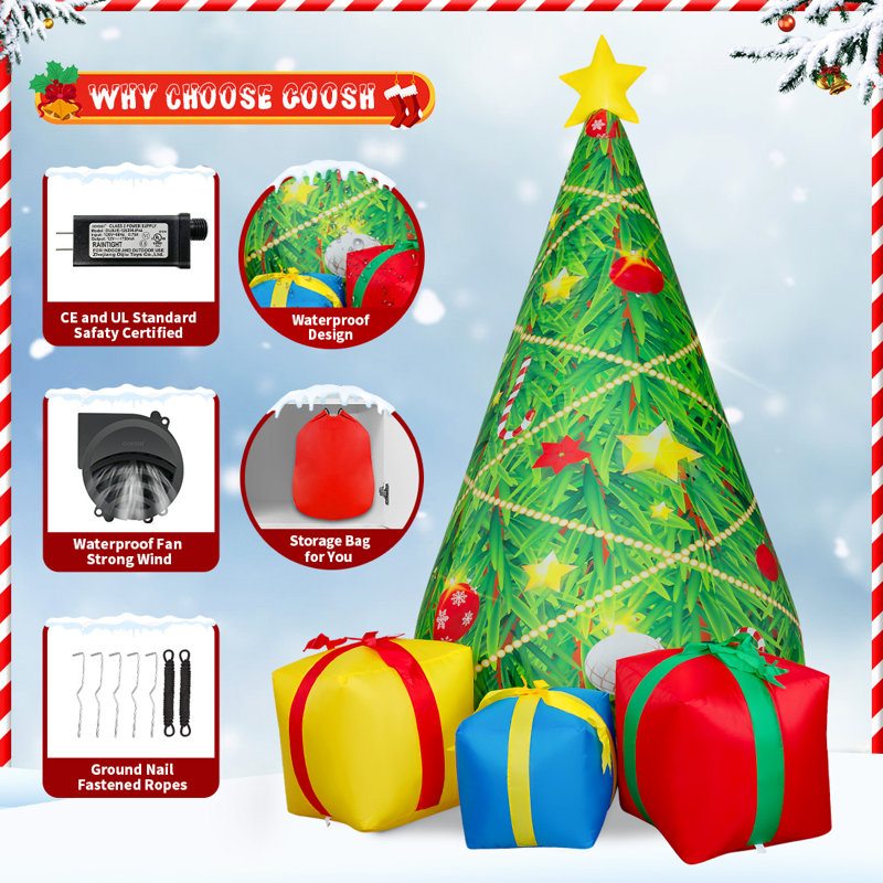 The Holiday Aisle® Christmas Inflatables 7 FT Tall Inflatable Christmas ...