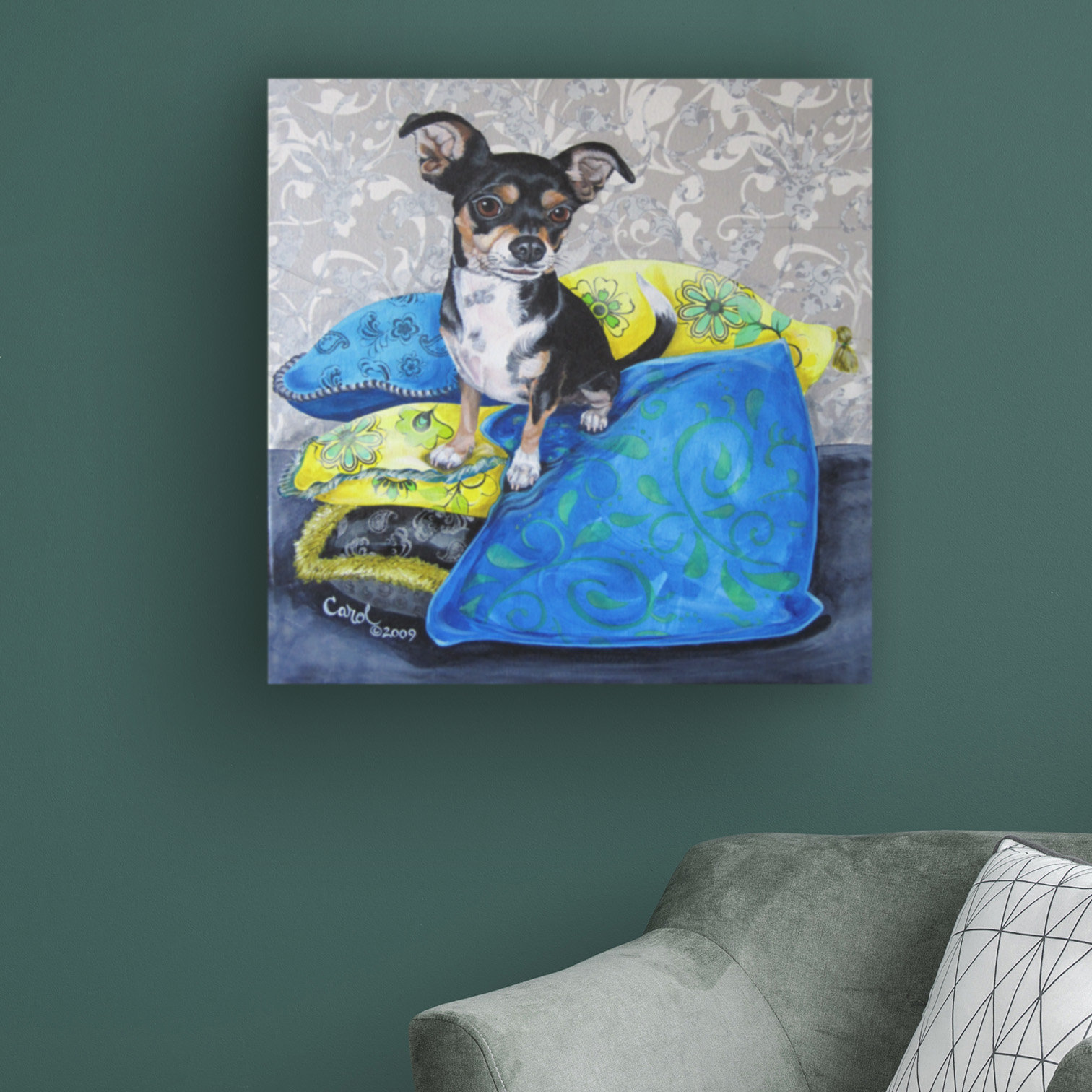 Winston Porter Chihuahua Pillows II by Carol Dillon - Wrapped Canvas ...
