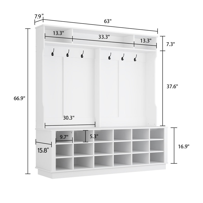 Wade Logan Antoinetta Hall Tree with Bench and Shoe Storage & Reviews ...