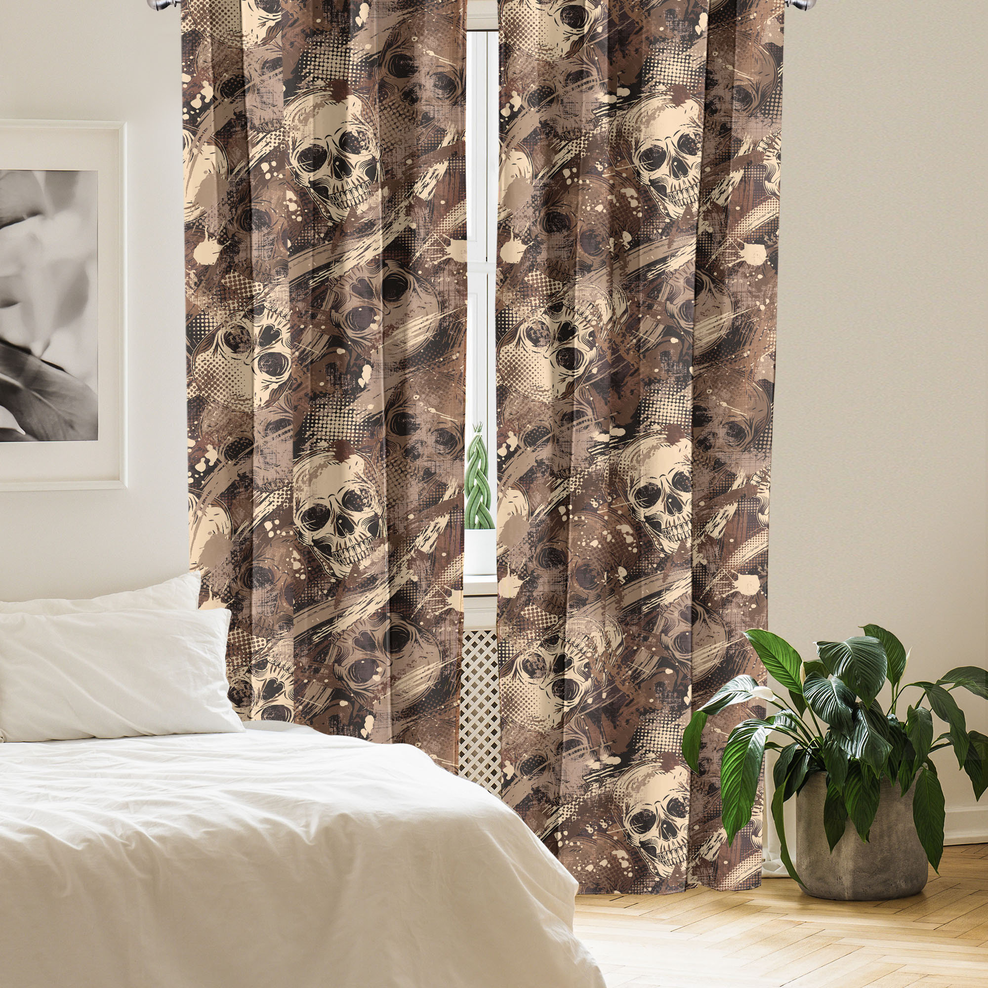 The Holiday Aisle® Spooky Design Curtains Halloween Goth Boho Pair of ...